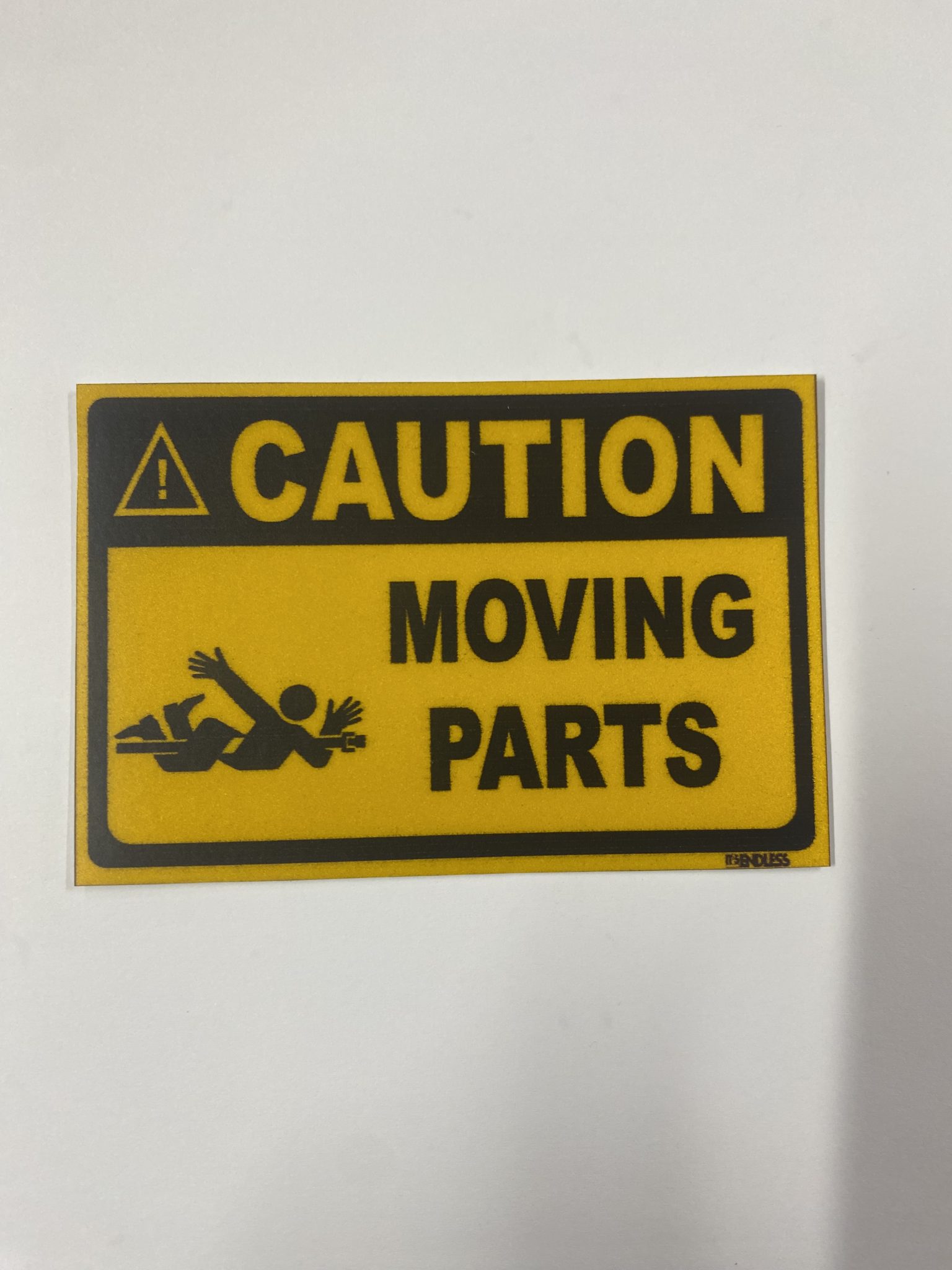 Caution Moving Parts Sticker 100 x 65mm Pkt of 10 - It's Endless